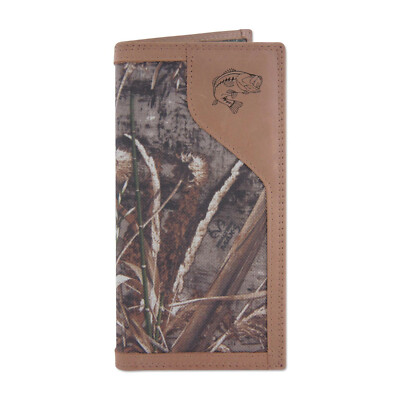 ZEP-PRO REALTREE Large Mouth Bass Camo Leather Embossed Roper Checkbook ...