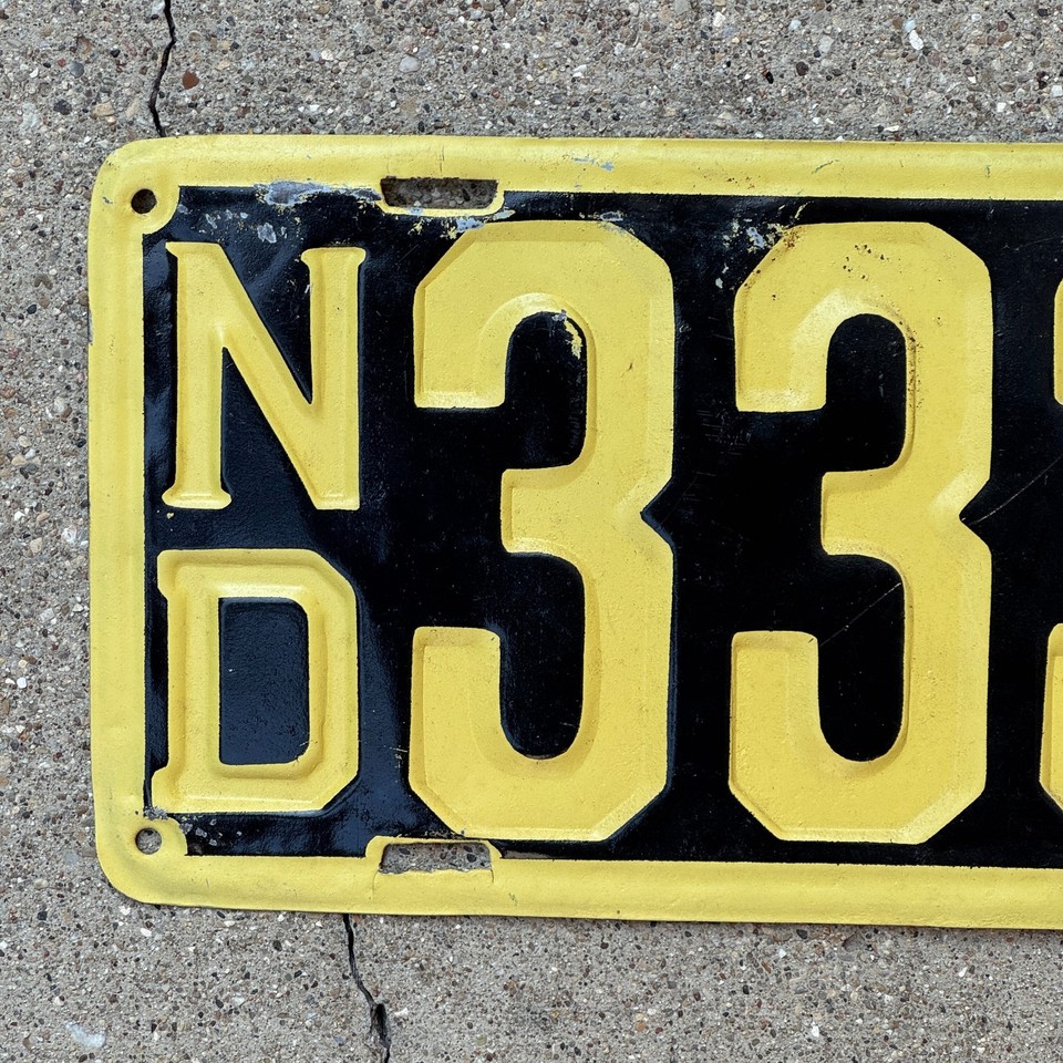1916 North Dakota License Plate Vintage Garage Early Auto Tag Full ...