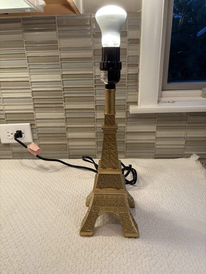 INTERTEK 14" EIFFEL TOWER Brass Colored Desk / Bedside Lamp NO SHADE | eBay