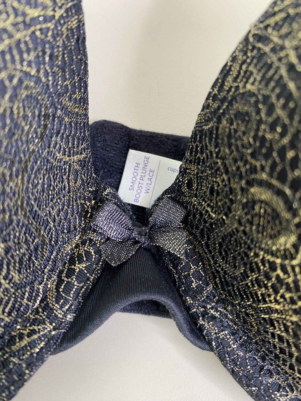 CACIQUE BRA 42C -SMOOTH BOOST PLUNGE - Black Gold Lac… - Gem