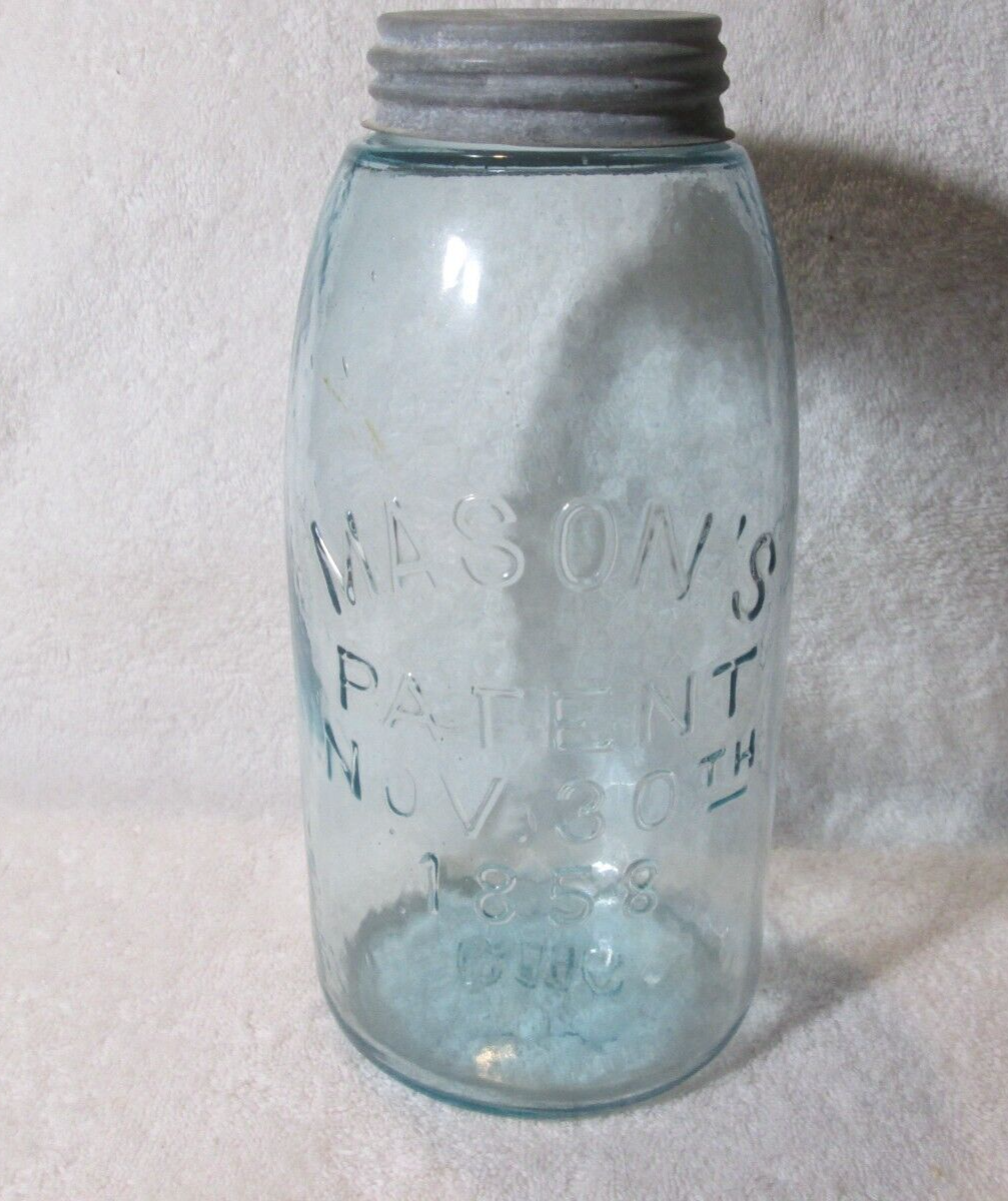 Antique Mason's Patent 1858 1/2 Half Gallon Jar Crude Whittled Glass | eBay