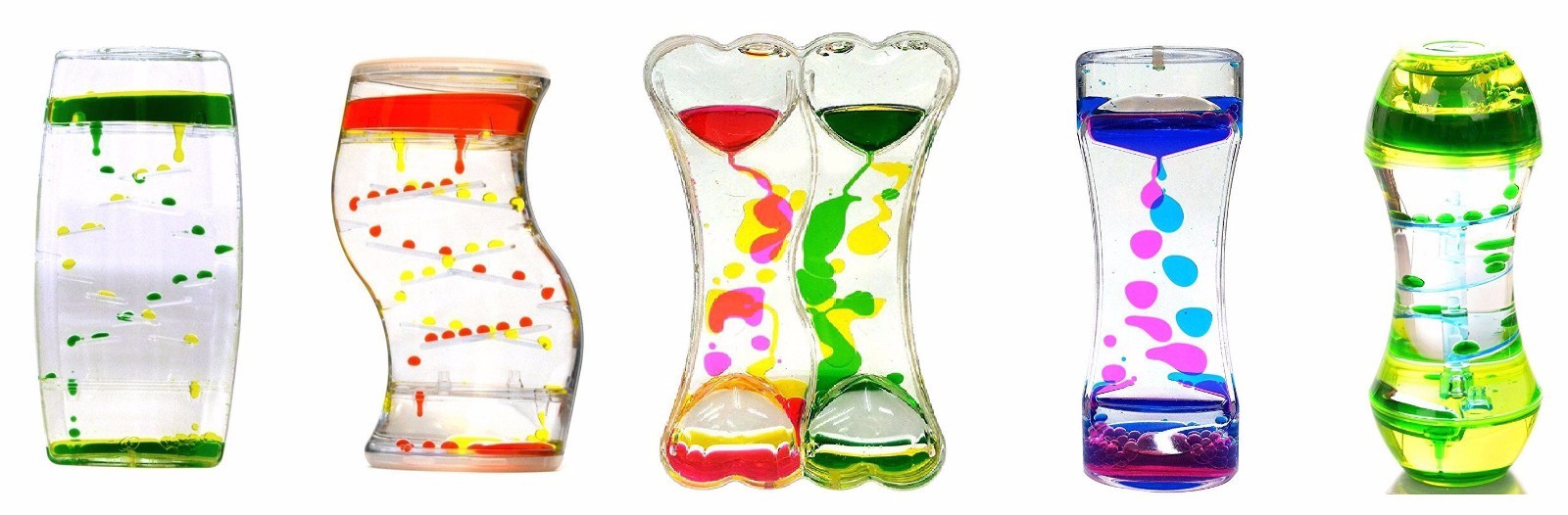 Set of 3 Liquid Double Single Spiral Coloured Timers Calming Motion ...