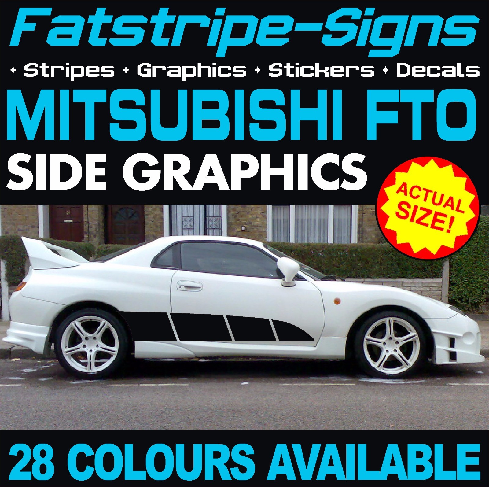 to fit MITSUBISHI FTO GRAPHICS STRIPES DECALS STICKERS GS GR GPX 2.0 V6 ...