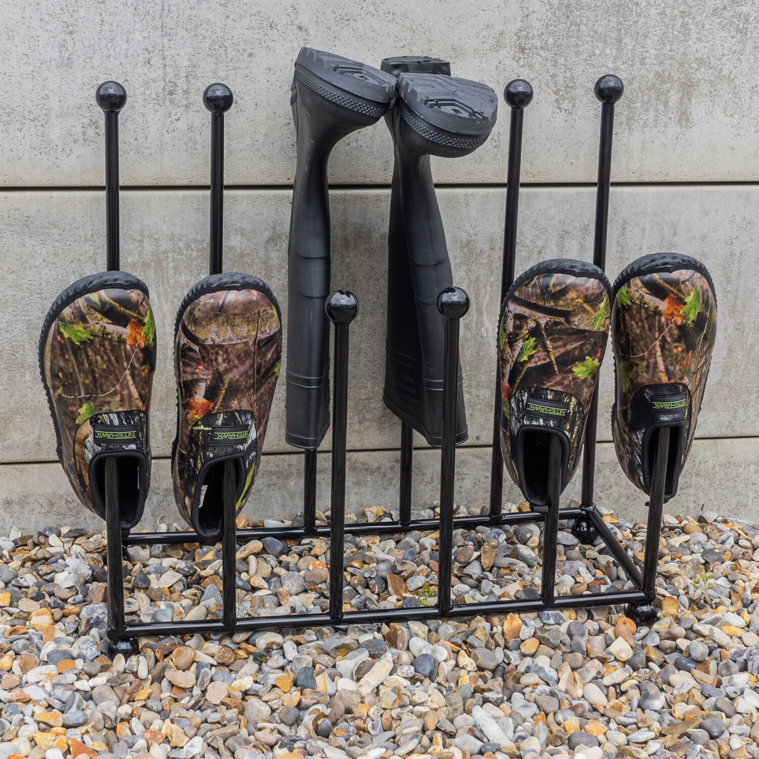 Woodside Steel Wellington Boot Rack/Walking Boot Storage Stand, Indoor ...
