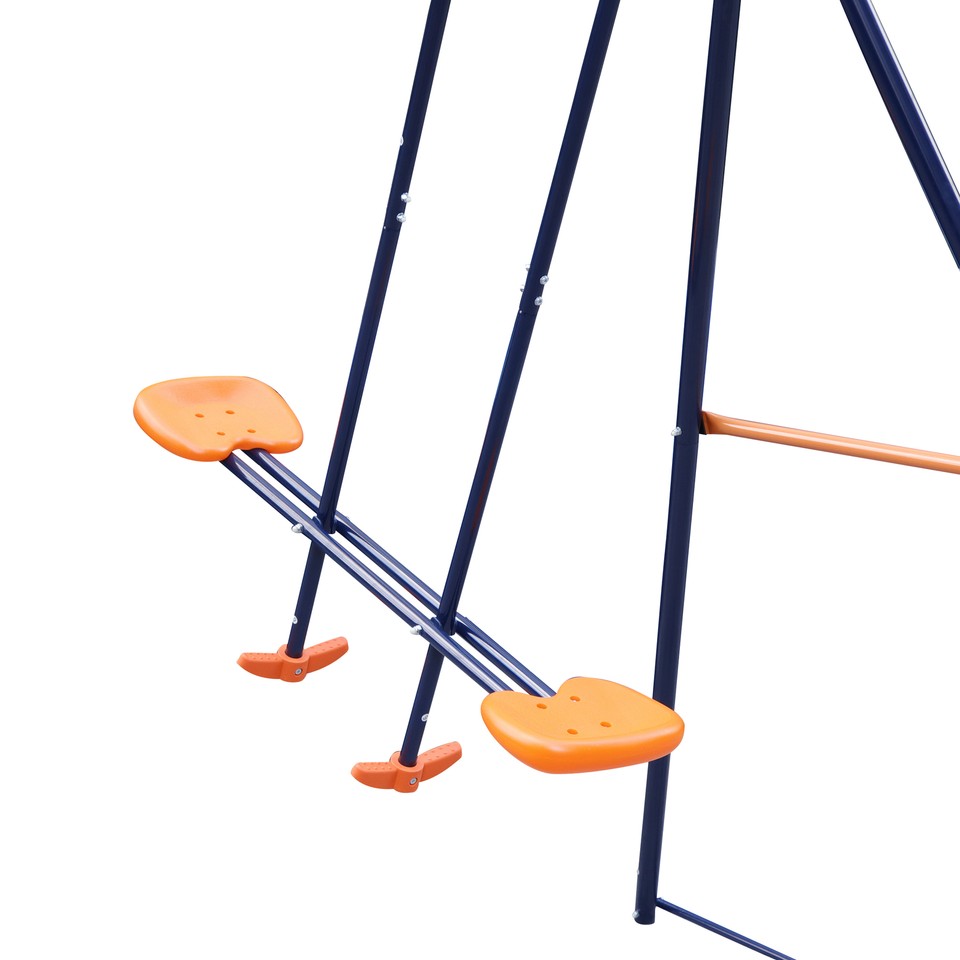 Durable Double Swing Set Garden Swing with 1 Seesaw Set for Children ...