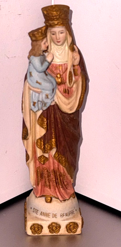 VINTAGE CATHOLIC RELIGIOUS ST. ANNE DE BEAUPRE & CHILD VIRGIN MARY ...