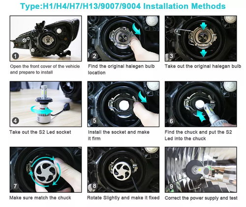 Car H4 9003 LED Low Beam Bulbs CSP High&Low Dual Beam Kit 6000K White ...