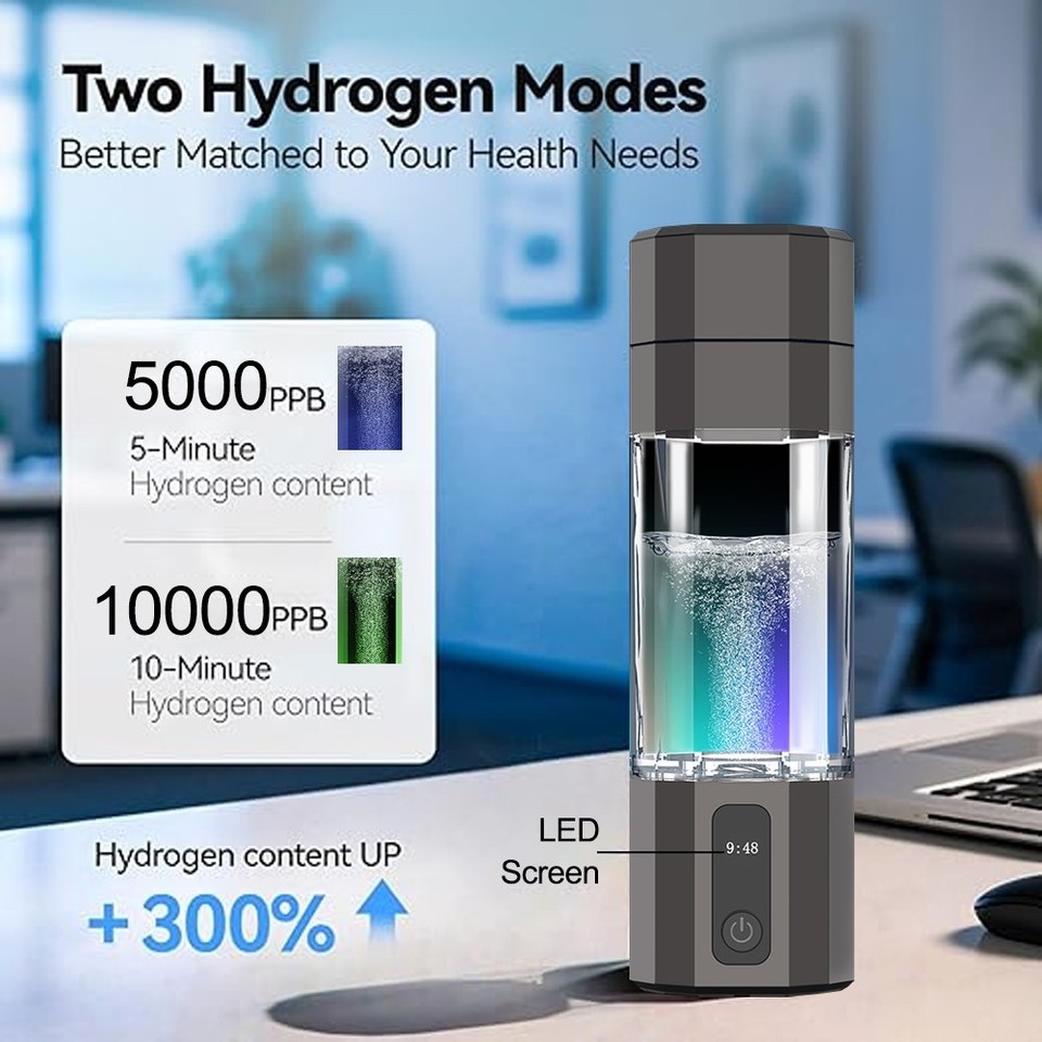 Portable Hydrogen Water Bottle 5000-10000PPB Hydrogen Rich Glass for ...