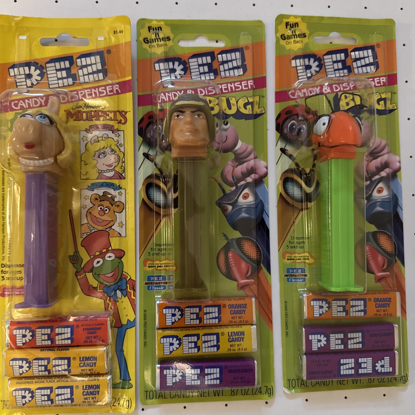 Lot of 6 ERROR Pez Dispensers! Rare Vintage! Disney, Muppets, Bugz ...