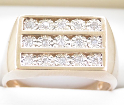 Genuine Diamond Men’s Ring In 9K Yellow Gold | eBay Australia