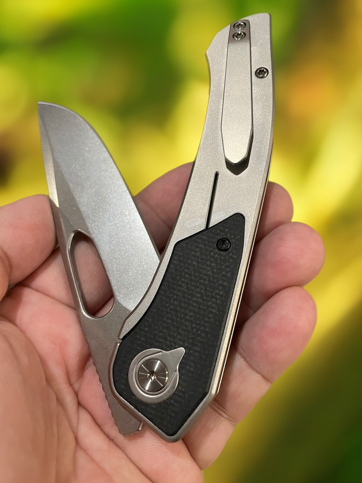 Caelum Blade Designs The Ari S90V Black Micarta StonewashedTitanium ...