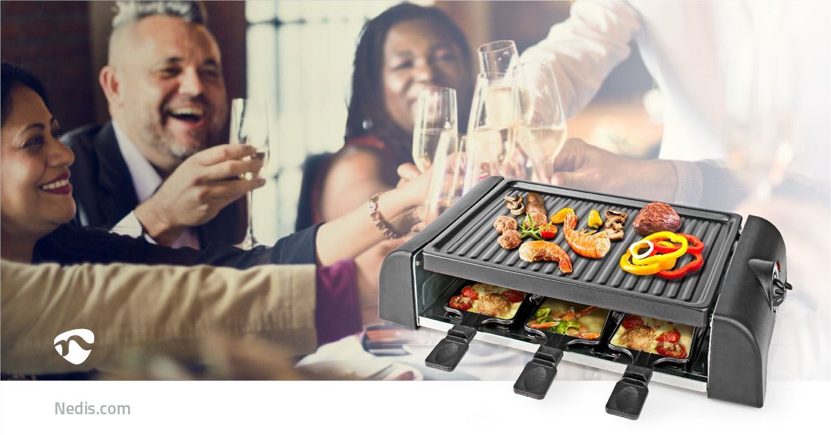 BBQ Raclette Grill 6 Person Set Pans & | Grelly UK