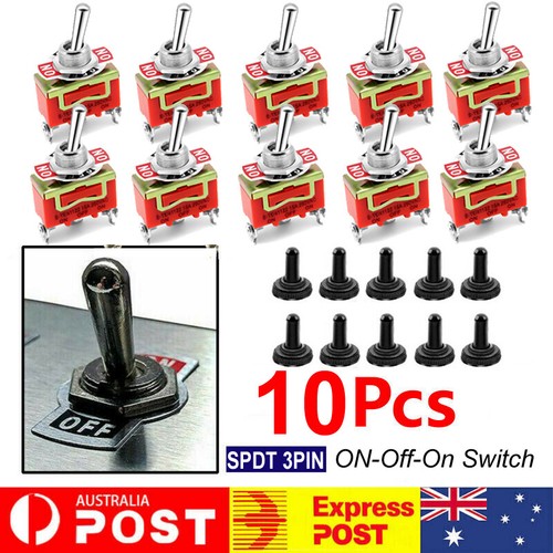 10X ON-OFF-ON Toggle Flick Switch 12V Car Dash Light Metal Boot Auto ...