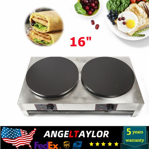 Stainless Steel 2-Burner Stove Electric Crepe Maker Non-Stick Pancakes ...