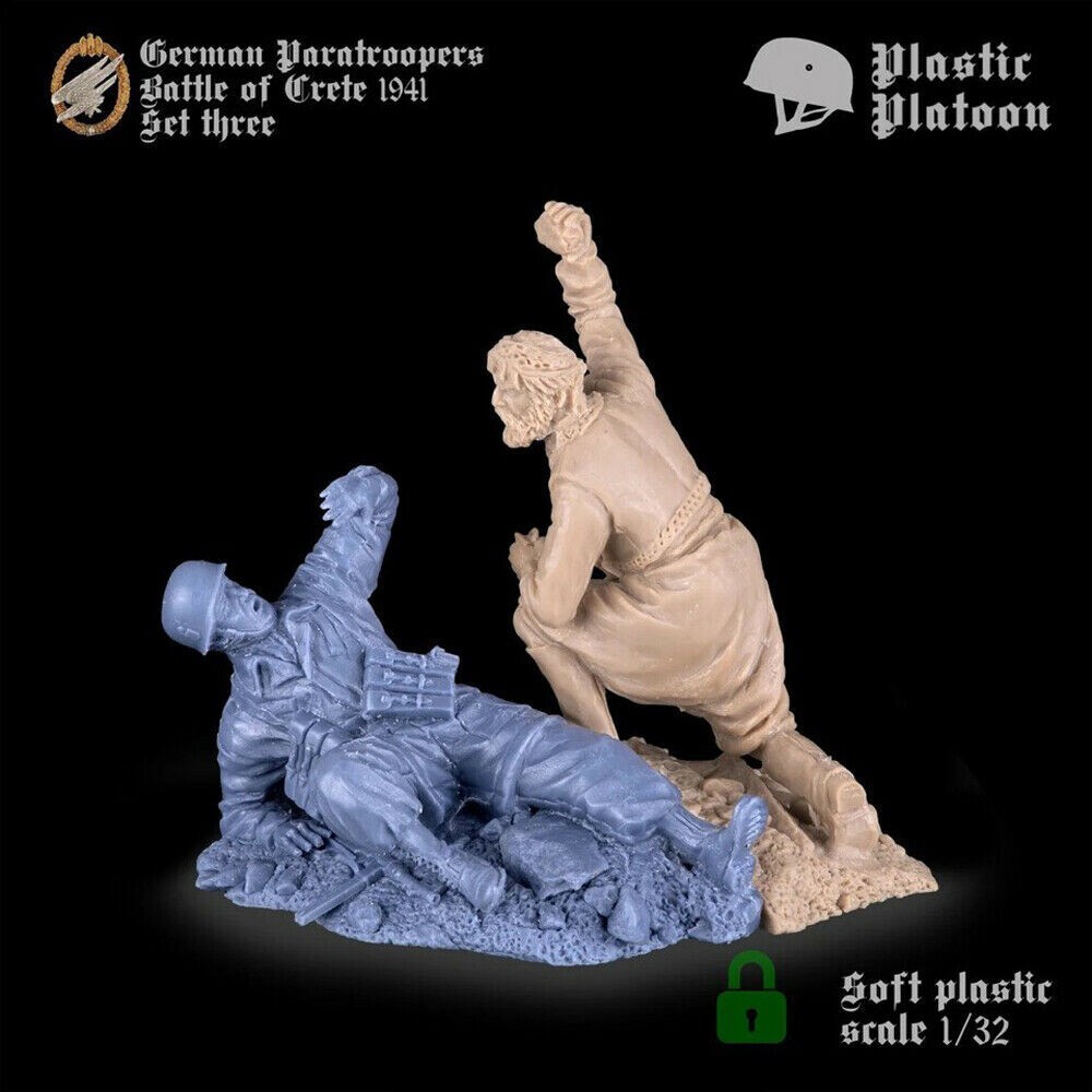 PLASTIC PLATOON German soldiers Battle for Crete Set 3 WW2 1:32 New 6 ...
