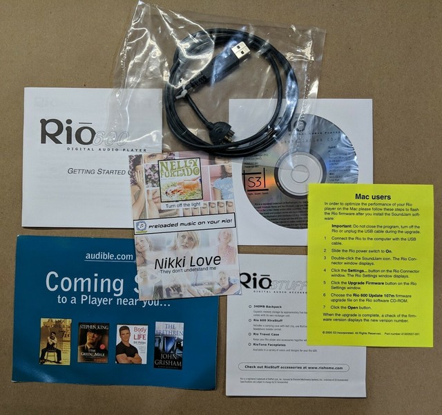 ORIGINAL Rio 600 Digital Audio Player Guide, CD, Cable, & Promotions | eBay