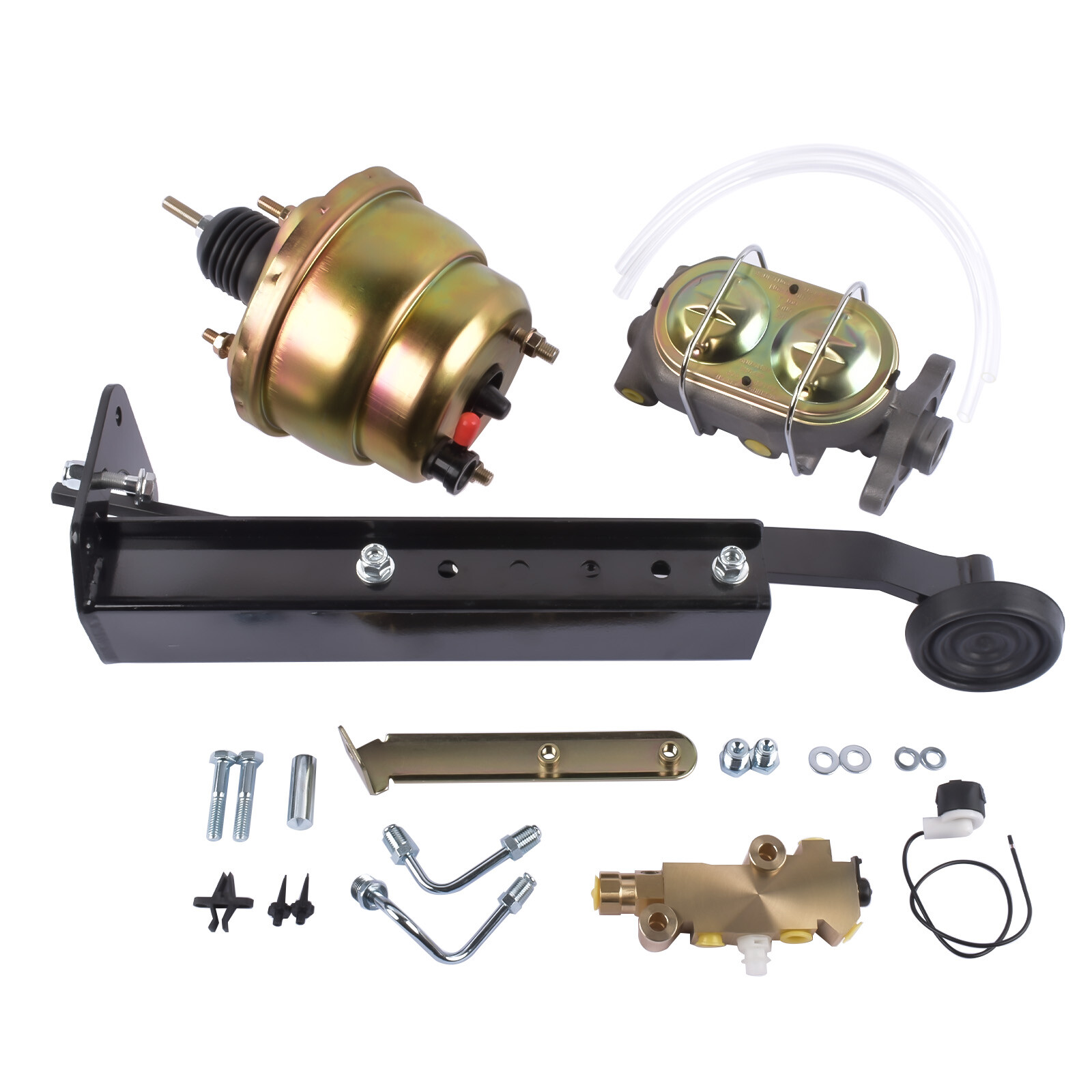 7" Dual Universal Power Brake Booster Bail Top Master Cylinder Disc ...