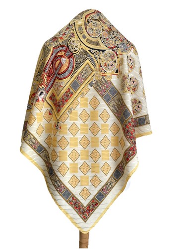 Vintage Italy 100% Silk Scarf Made in Italy Baroque Geometric Print ...