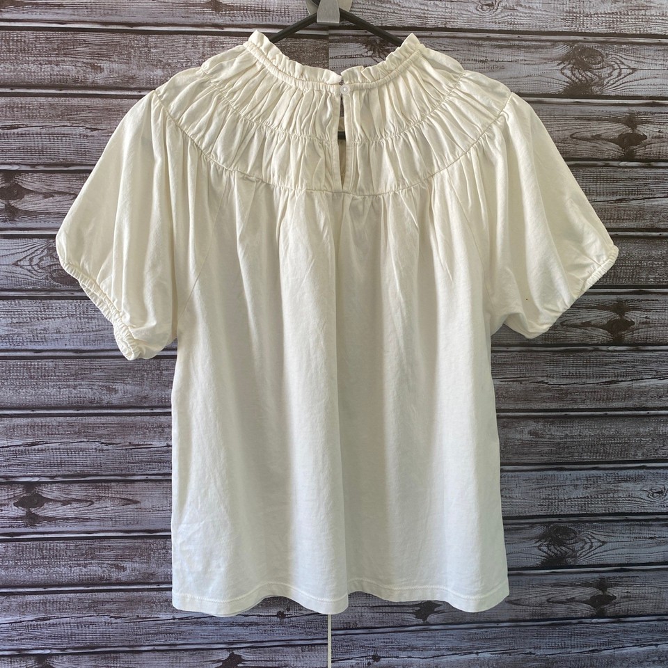 J. Crew Factory Women's Short-Sleeved Top Size S Off-White Smocked NWT ...