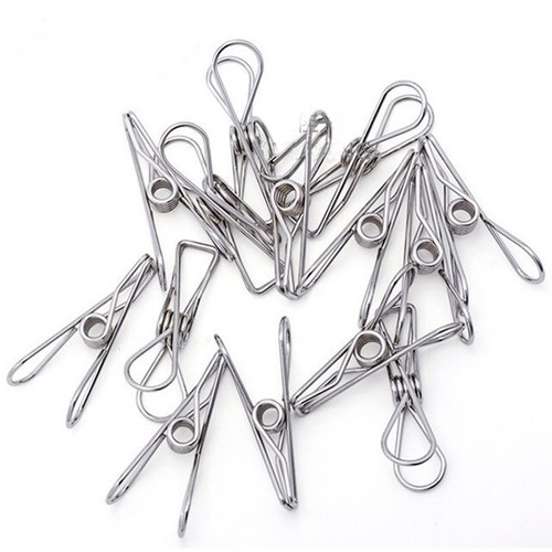 20*Metal Wire Clips Clamps Stainless Steel Washing Line Clothes Pegs ...