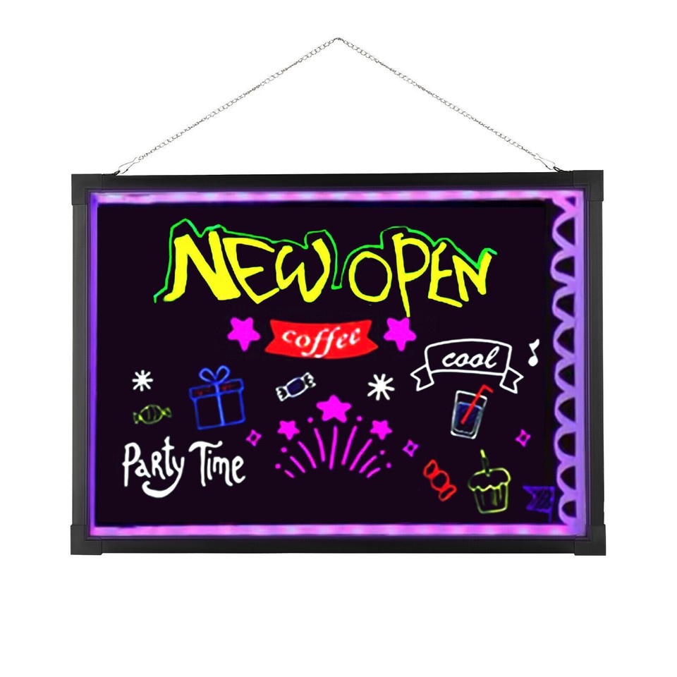LED Light Up Writing Board Flashing Illuminated Message Menu Sign Board ...