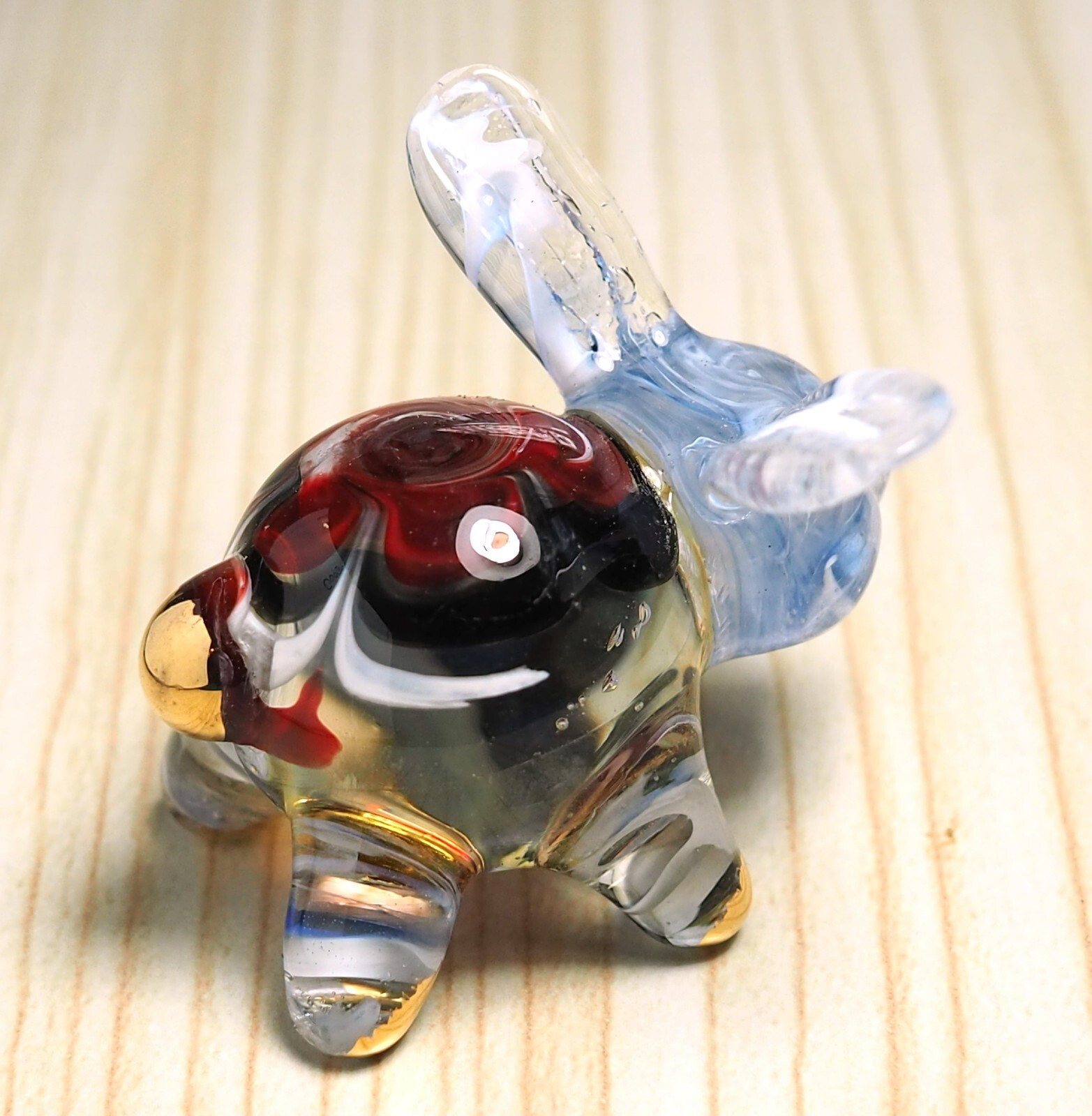 2pcs. maroon rabbit bunny figurine hand blown Glass art gild GIFT decor ...