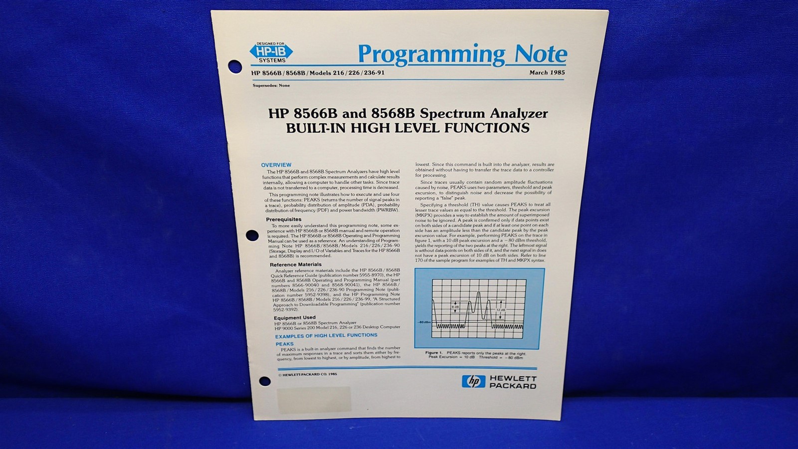HP 8566B/8568B/MODEL 216/226/236-91 PREOGRAMMING NOTE MARCH 1985 | eBay