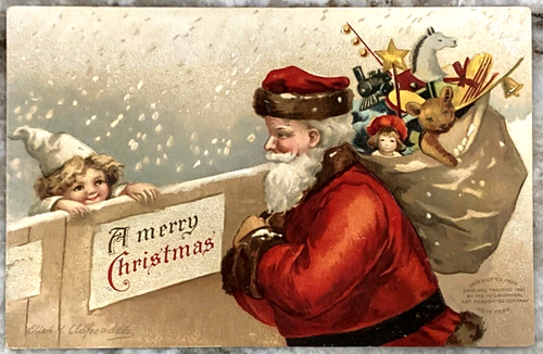 A Merry Christmas Santa Claus 1907 Ellen Clapsaddle Embossed UDB ...