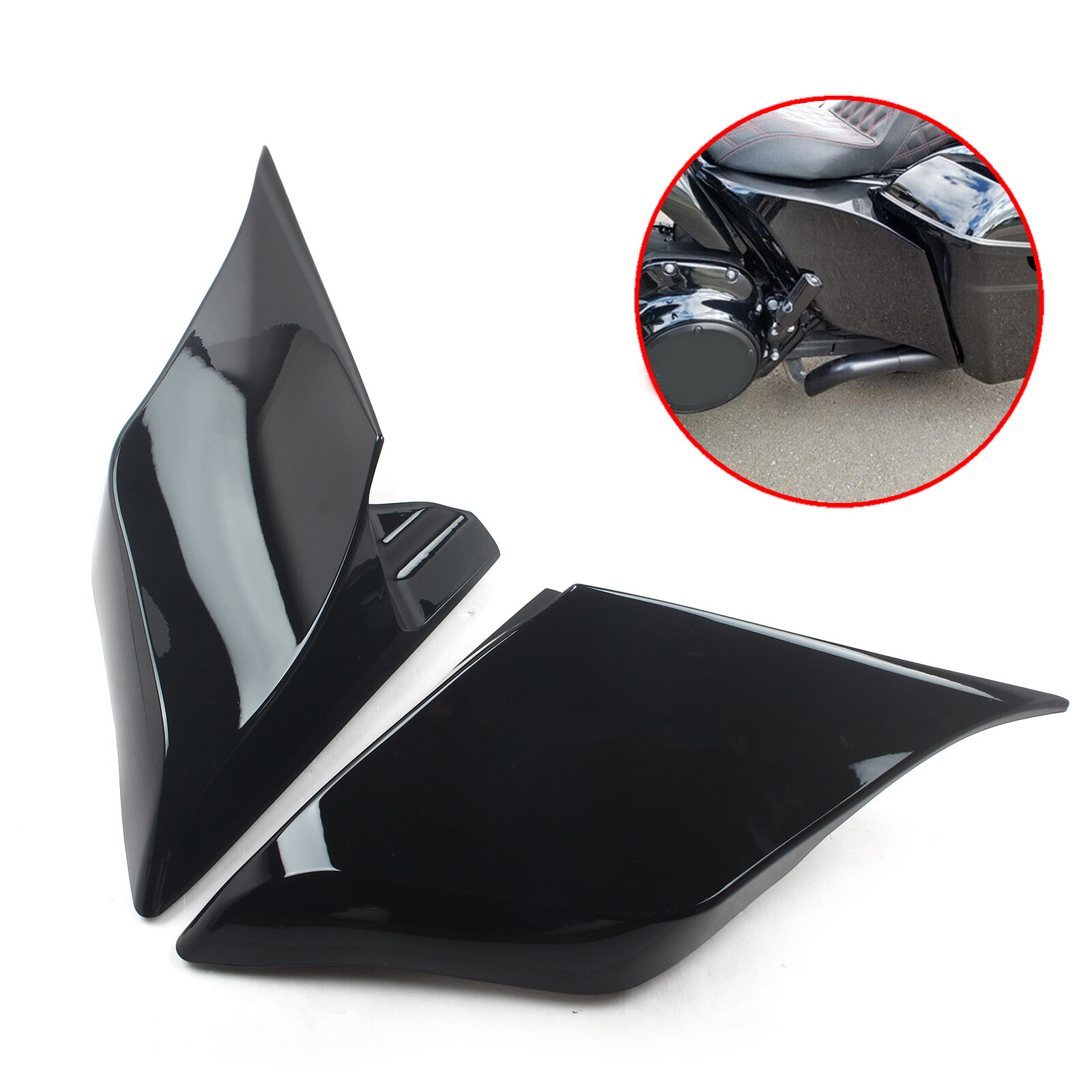 Advan Vivid Black Stretched Extended Side Cover For 2014+ Harley ...