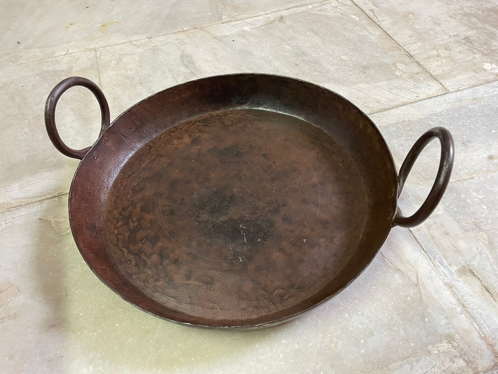 Old Antique Rare Handmade Rustic Iron Wok Kadai Deep Frying Pan ...
