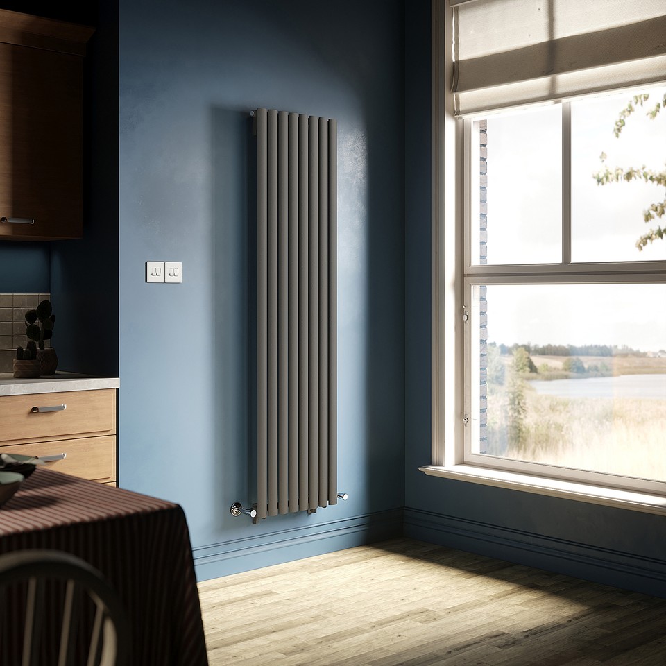 Anthracite Vertical Column Designer Radiator Mirror Double/Single ...