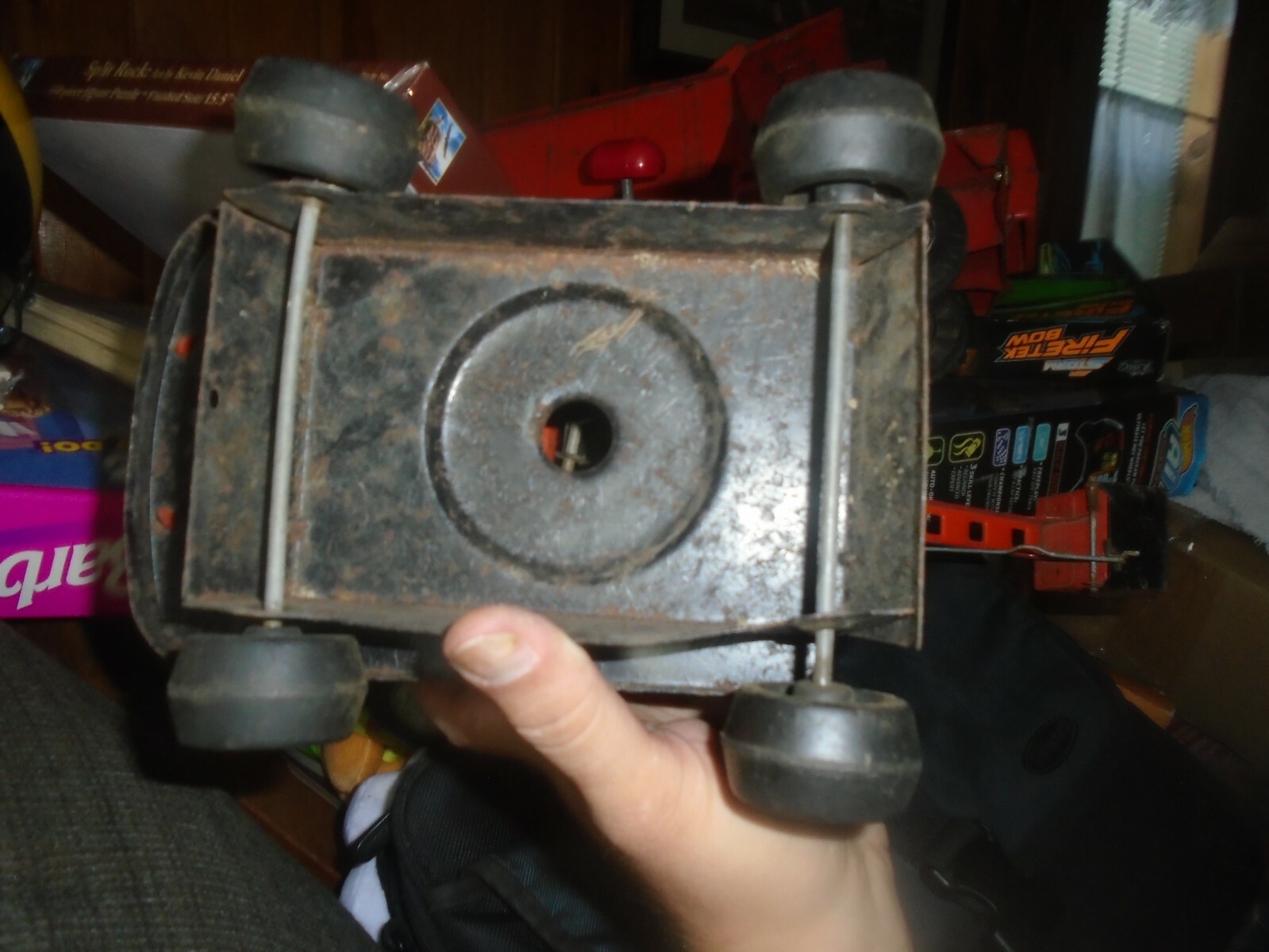 VINTAGE BUDDY L? ORANGE Pressed Steel Excavator Digger Truck STEAM ...