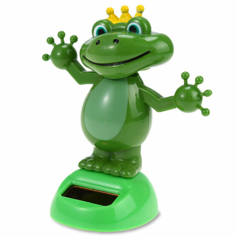 Frog Prince With Crown Bobble Head Solar Power Toys Office Desk Home ...