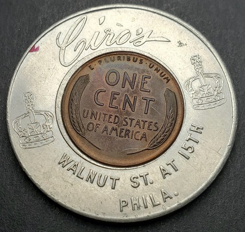 1946 Encased Lincoln Frank Palumbo's/Ciro's Phila. Good Luck Penny | eBay