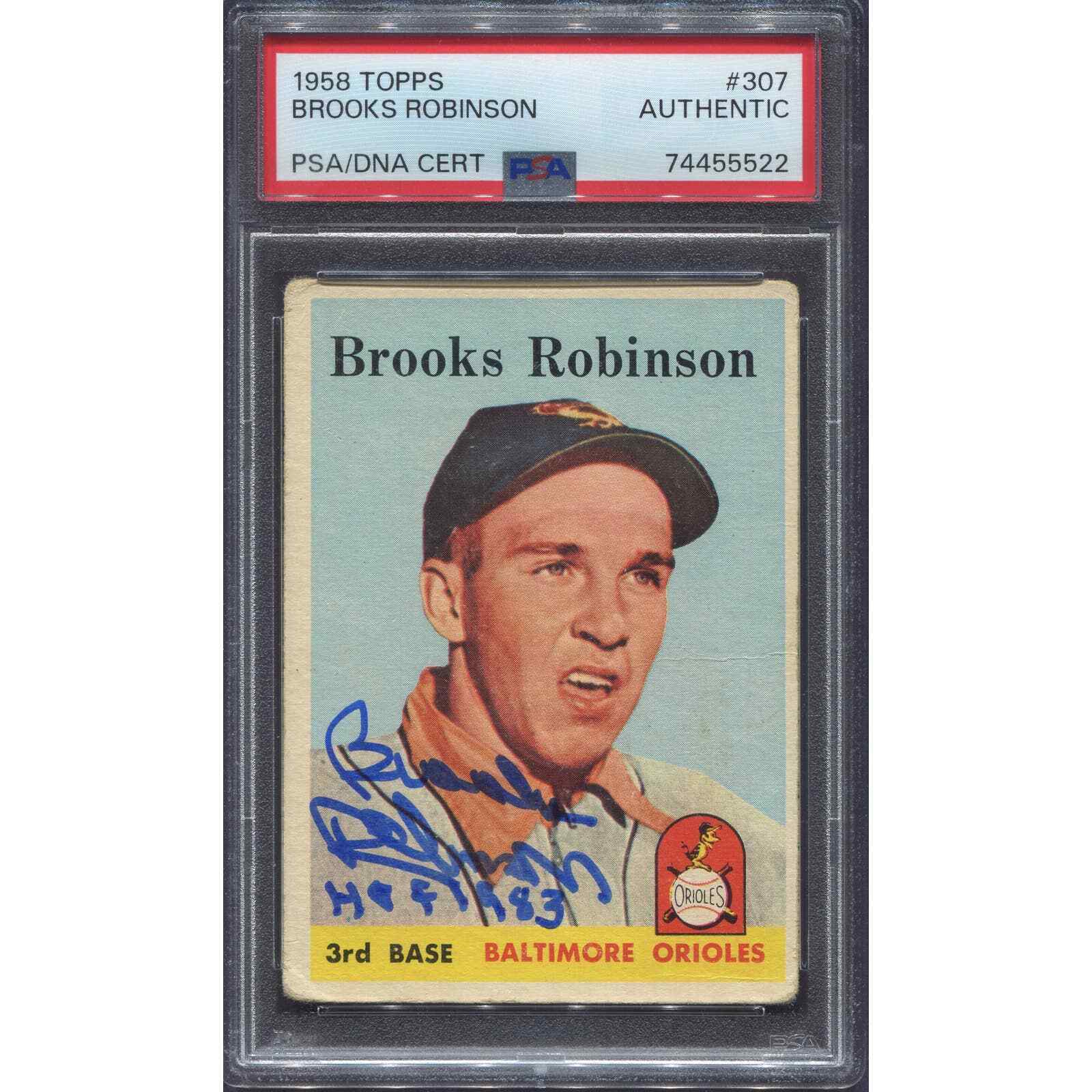 Brooks Robinson Autograph Signed 1958 Topps Orioles #307 'HOF' Auto PSA ...