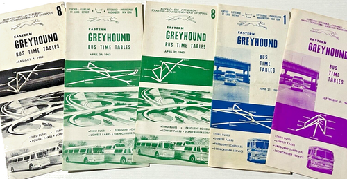 1962 Greyhound Bus Timetable Lot (5) Buffalo Chicago Pittsburgh New ...