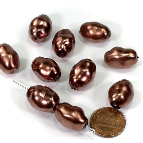 Czech Fancy Large Baroque Glass Pearls 20x14mm Brown color 10 pieces ...