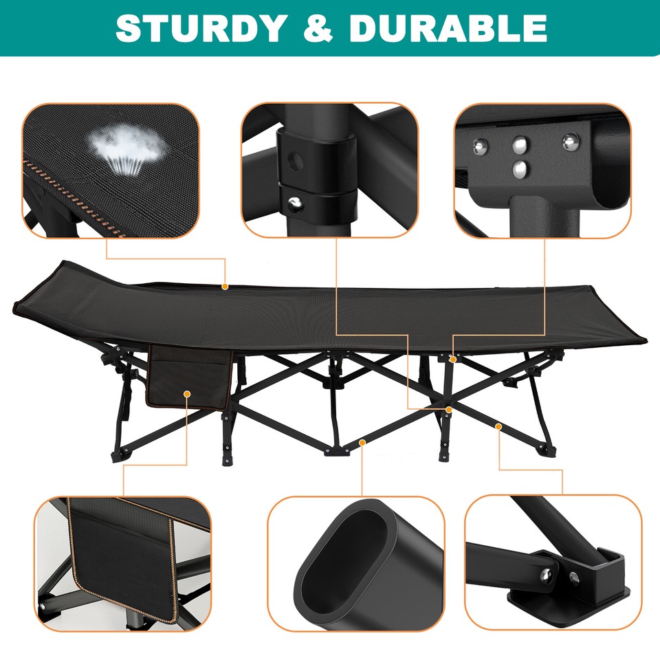 H&ZT Folding Camping Cots, 2 Layer 1200D Folding Padded Cots XXL ...