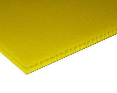10 Sheets 4mm 8ft x 4ft 1220m x 2440mm Yellow Correx Fluted Display ...