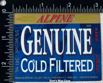 Alpine Genuine Cold Filtered Beer Label - CANADA | eBay