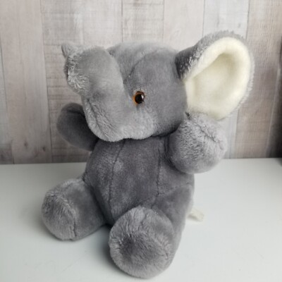 9" Elephant Gray with White Ears Stuffed Animal Plush Toy | eBay