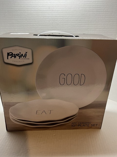 PARINI Rae Dunn Inspired 4 Pc 10" White Ceramic Plate Set for sale ...