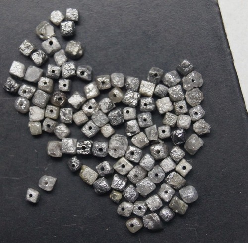 Drilled 1.00 ct 1-2mm Natural Raw Congo cubes diamonds, Black Rough ...