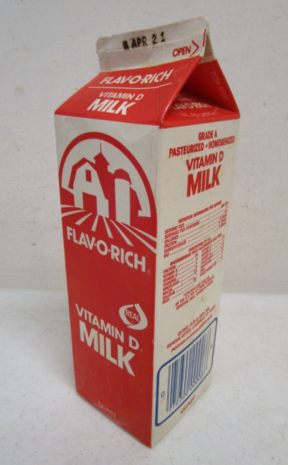 1982 VINTAGE 1980's FLAV-O-RICH VITAMIN D MILK CARTON EMPTY | eBay