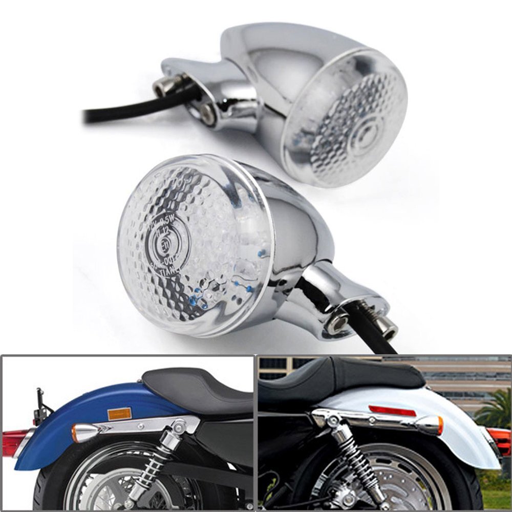 Chrome Motorcycle LED Turn Signal Brake Blinker Lights Fit Harley ...