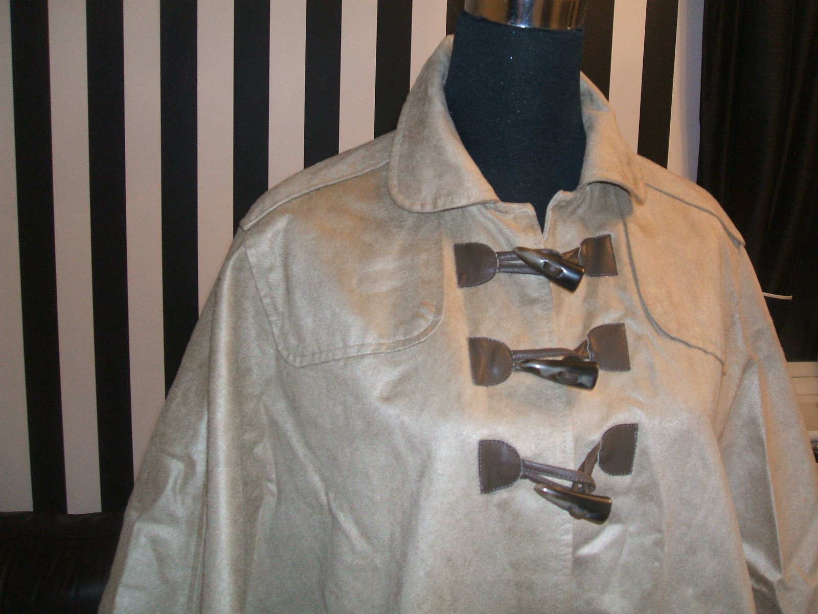 PRIMARK SIZE UK 8 BEIGE FAUX SUEDE CAPE JACKET COAT MAC FULLY LINED ...