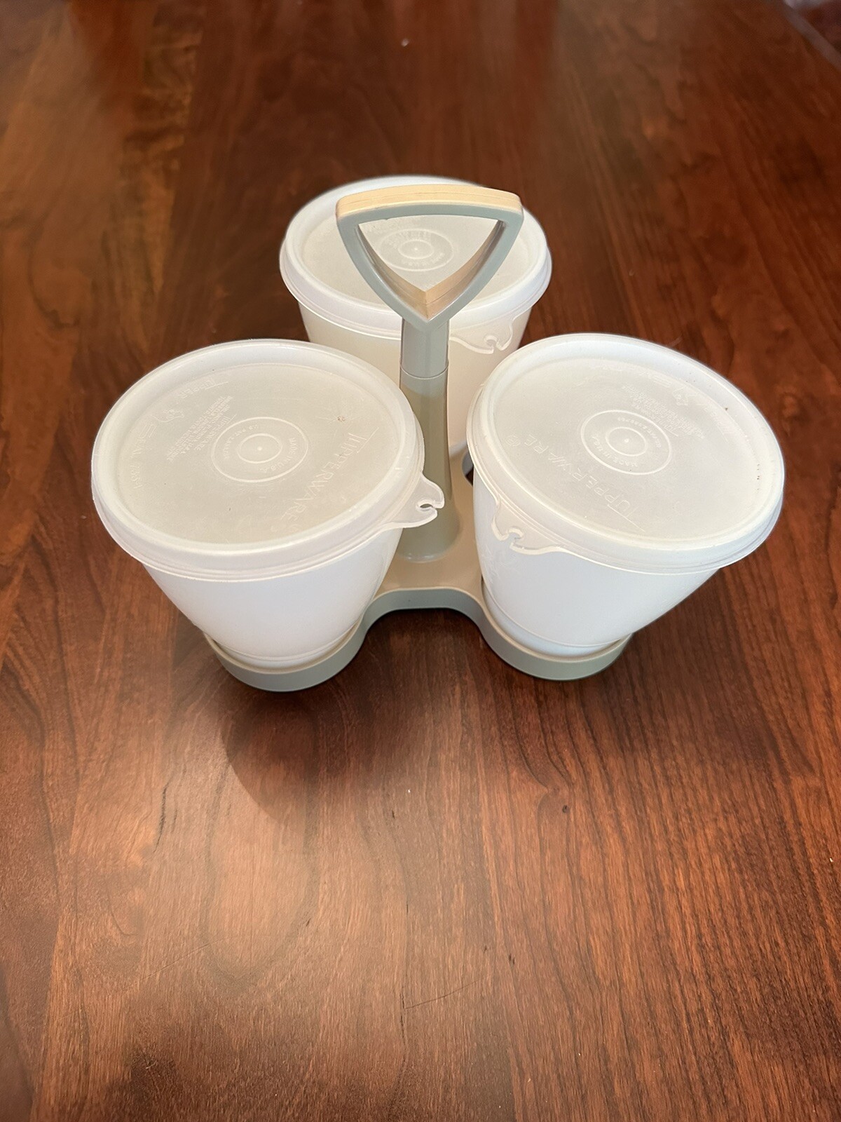 Vintage Tupperware 757 Condiment Serving Caddy Tan 3 Containers/Lids | eBay