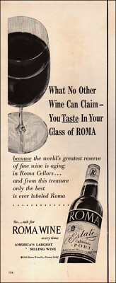 1949 Vintage ad Roma Wine California Port Glass Art bottle label 03/07 ...