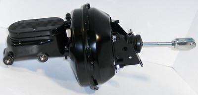 Black Chevelle 9" Power Brake Booster 1" Bore Milled Flat Top Master ...