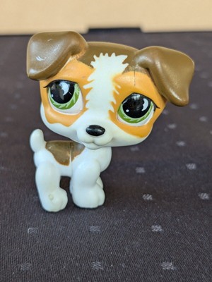 LPS Littlest Pet Shop #804 Dog White Brun marron Jack Russell vert lune ...